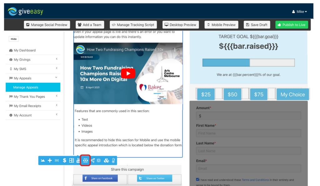 How To Add The Read More Function – GiveEasy