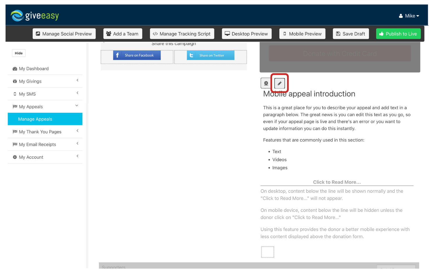 How To Adjust The Text Displayed On Mobile – GiveEasy