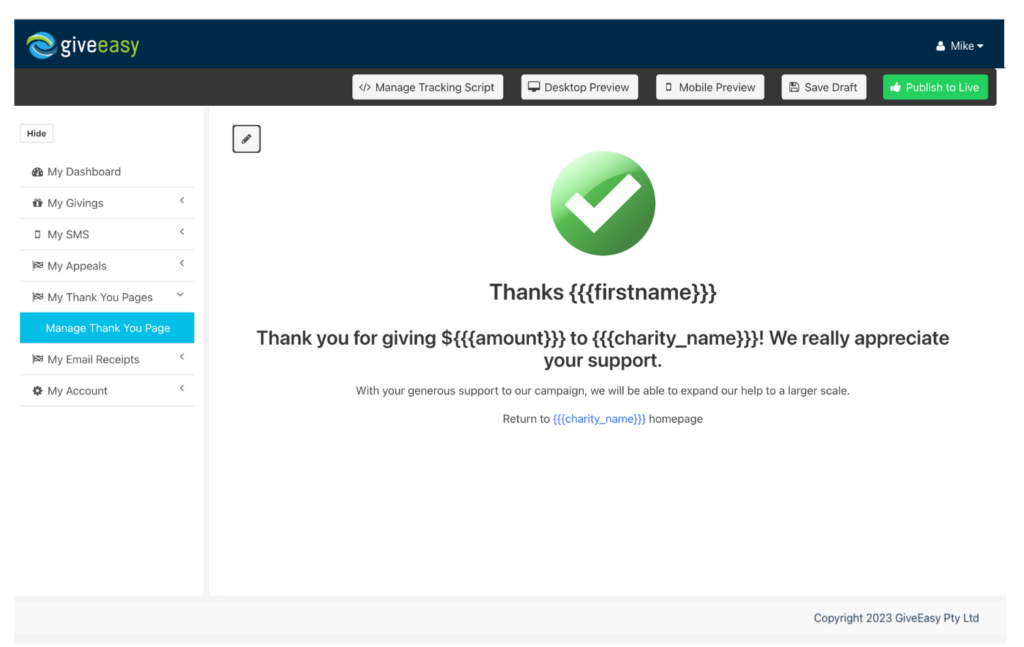 My Thank You Pages – GiveEasy